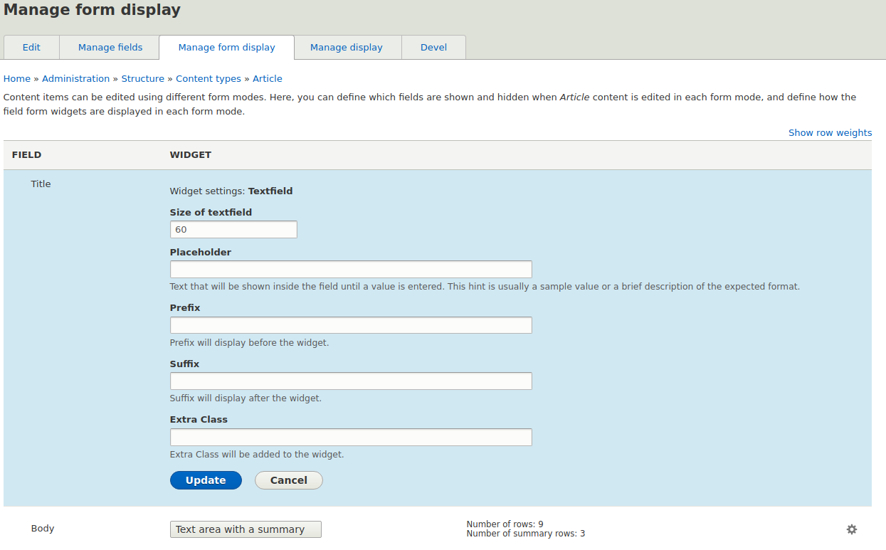 Form Mode Field Extra 